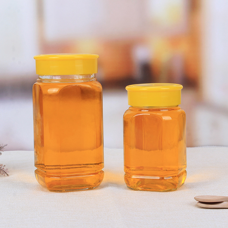 Glass Transparent Octagonal Honey Jar