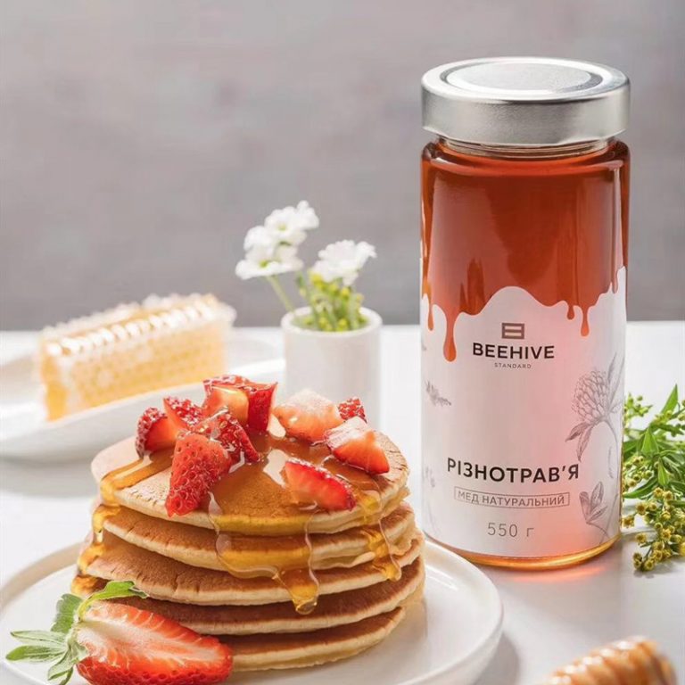 Transparent Sealed Thin Tall One-Pound Honey Jar